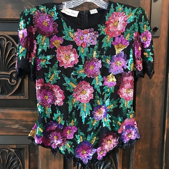 Laurence Kazar | Tops | Vintage Laurence Kazar Sequin Top | Poshmark